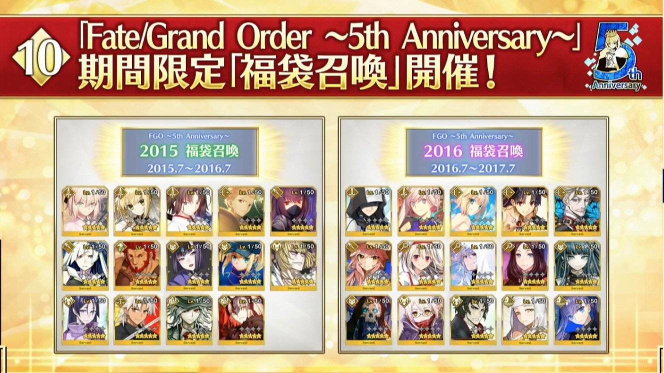 FGO日版 5周年生放送情報整理 - Fate/Grand Order | Japanese - QooApp User Notes