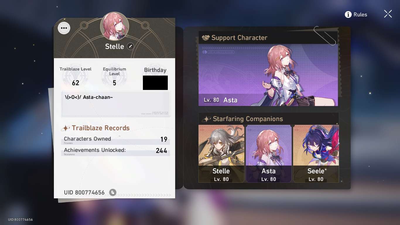 My Asta Build and UID - Honkai: Star Rail | Global - QooApp User Notes